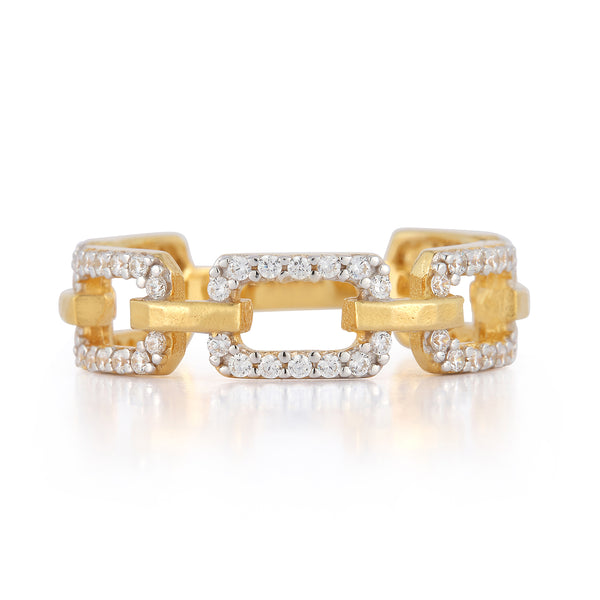 14k Yellow Gold Open Link Paper Clip Ring